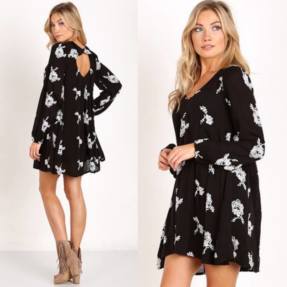 Free People Emma Floral Embroidered Mini Dress - Gem